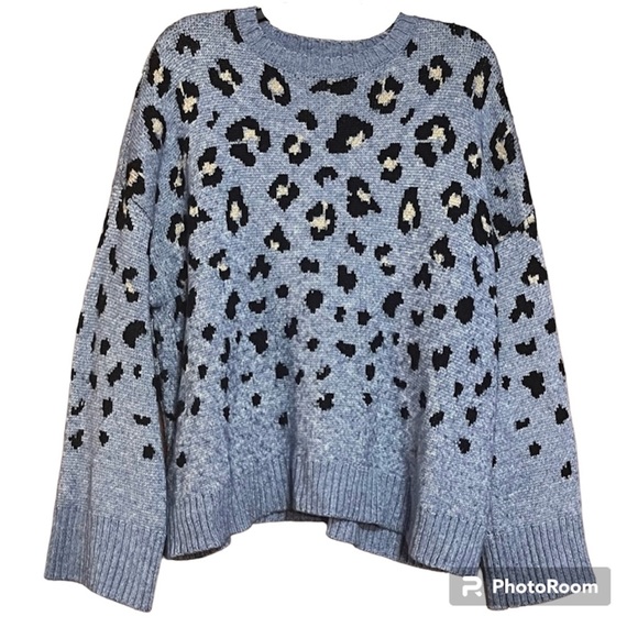 Nine West | Sweaters | Nine West Blue Leopard Print Sweater Sz Xxl ...